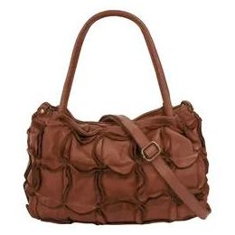 Shopper Samantha Look, Damen, Gr. B/H/T: 37cm x 25cm x 14cm onesize, braun (cognac), Leder, vintage, Taschen Shopper, echt Leder, Made in Italy