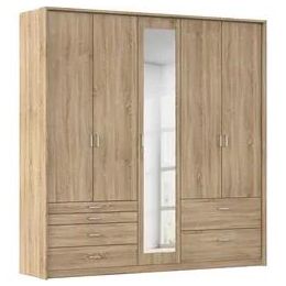 Dreht&uuml;renschrank Rauch "Kleiderschrank Schrank Garderobe W&auml;scheschrank WILDBERG", braun (eiche sonoma), B:230cm H:231cm T:58cm, Holzwerkstoff, Schr&auml;nke, Dreht&uuml;renschrank, mit 6 Schubladen, obere Schublade mit Holz-Einteilung MADE IN GERMANY