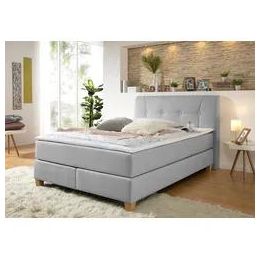 Boxspringbett Home Affaire "Calloway", grau, B:168cm L:218cm, Komplettbetten, Boxspringbett, inkl. Topper, XXL-Ausf&uuml;hrung, in 4 Farben, 5 Breiten, 3 Matratzenarten