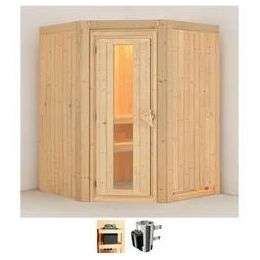 Sauna Karibu "Nanna", beige (naturbelassen), Saunaofen, integrierte Steuerung, 3,6 kW, Saunen, Ofen 3,6 kW intgr. Strg