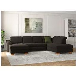 Sit & More Wohnlandschaft SIT & MORE "Dundee U-Form", braun (espresso), B:338cm H:86cm T:219cm, Sofas, Wohnlandschaft, mit Federkern und Massivholzf&uuml;&szlig;en, wahlweise mit Kopfteilverstellung
