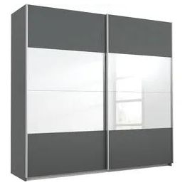 Schwebet&uuml;renschrank Rauch "Quadra", grau (grau metallic, spiegel), B:226cm H:210cm T:62cm, Holzwerkstoff, Schr&auml;nke, Schwebet&uuml;renschrank, mit Spiegelelementen