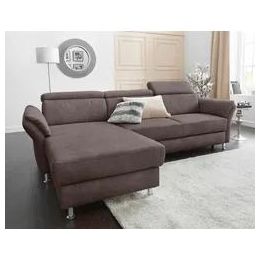 Sit & More Ecksofa SIT & MORE "Avignon L-Form", braun, B:259cm H:97cm T:172cm, Flachgewebe (90% Polyester, 10% Polyamid);Luxus-Microfaser (100% Polyester);Struktur (100% Polyester), Sofas, Ecksofa, Kopfteilverstellung, wahlweise mit Bettfunktion und Bettkasten