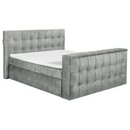Boxspringbett "Richmond", grau, B:203cm L:243cm, SET ONE BY Musterring, Komplettbetten, Boxspringbett, versenkbarer TV- Halterung mit Fernbedienung
