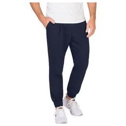 Jerseyhose TRIGEMA "TRIGEMA Jogginghose mit aufgesetzten Taschen", Damen, Gr. S, Normalgr&ouml;&szlig;en, blau (navy), Sweatware, 55% Polyester, 45% Baumwolle, Hosen Jerseyhose