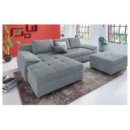 Ecksofa Home Affaire "Labene L-Form", grau (hellgrau), B:270cm H:82cm T:90cm, Struktur fein (95% Polyester, 5% Polyamid);Luxus-Microfaser ALTARA NUBUCK (100% Polyester);Kunstleder SOFTLUX / Struktur (100% Polyester);Struktur (100% Polyester);Flachgewebe (95% Polyester, 5% Polyamid), Sofas, Ecksofa, wahlweise mit Bettfunktion und Bettkasten, auch als XXL-Variante