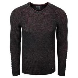 Strickpullover Rusty Neal, Herren, Gr. 3XL, grau (anthrazit), 70% Polyacryl, 30% Baumwolle, mehrfarbig, unifarben, normal, V-Ausschnitt, Pullover Strickpullover, mit ausgefallenem Strickmuster
