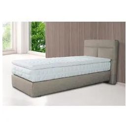 Boxspringbett, beige, B:105cm L:212cm, Bezug Kaltschaum-Topper: 100% Polyester, beidseitig mit Klimafaser versteppt. Abnehmbar und bei 40 C waschbar.;Bezug Kopfteil und seitliche Unterboxen: feiner Strukturstoff aus 77% Polyester, 23% Viskose.;Bezug Obermatratze: 100% Polyester, Westfalia Schlafkomfort, Komplettbetten, Boxspringbett