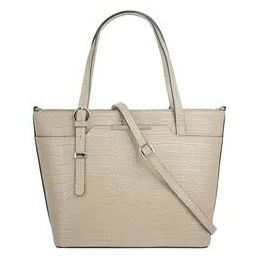 Henkeltasche CLUTY, Damen, Gr. B/H/T: 35cm x 28cm x 12cm onesize, beige, Leder, Reptilienpr&auml;gung, Taschen, echt Leder, Made in Italy