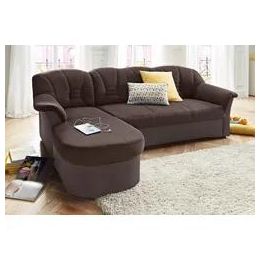 Ecksofa DOMO collection "Elva, zeitloses Design, elegante R&uuml;ckensteppung, Breite 233cm L-Form", braun (mokka, braun), B:240cm H:84cm T:82cm, Kunstleder SOFTLUX / Struktur ( 100% Polyester);Microfaser PRIMABELLE (100% Polyester);(gepr&auml;gte) Luxus-Microfaser (100% Polyester), Sofas, Ecksofa, wahlweise mit Bettfunktion und Federkern
