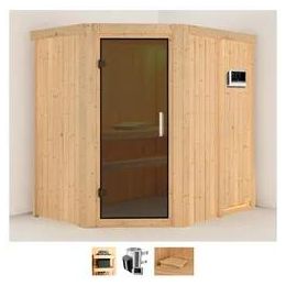 Sauna Karibu "Swantje", beige (naturbelassen), Saunaofen, externe Steuerung, 3,6 kW, Saunen, Ofen 3,6 kW externe Strg.easy