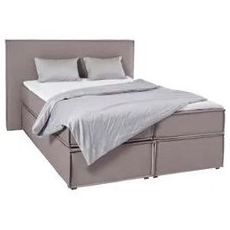 Boxspringbett "Yuma", grau (hellgrau), B:193cm L:213cm, 100% Polyester, LeGer Home by Lena Gercke, Komplettbetten, Boxspringbett, incl. Topper, in 4 Breiten, 3 Matratzenarten und je 2 H&auml;rtegraden