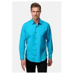 Langarmhemd Rusty Neal, Herren, Gr. XL, EURO-Gr&ouml;&szlig;en, blau (t&uuml;rkis), 60% Baumwolle, 37% Polyester, 3% Elasthan, unifarben, Hemden, mit trendigem Farbkontrast