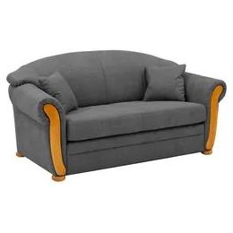 Schlafsofa Home Affaire "Milano", grau (dunkelgrau), B:174cm H:87cm T:88cm, Sofas, Schlafsofa, Hoher Sitzkomfort mit Schlaffunktion und Bettkasten, incl. Zierkissen