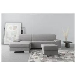 Ecksofa DOMO collection "Anzio L-Form, whlw. Bettfunktion, Federkern, hochwertig, Breite 271 cm", grau, B:271cm H:85cm T:160cm, Sofas, Ecksofa, Mit Bettfunktion, Recamiere links, Samtoptik, grau