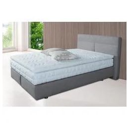 Boxspringbett, grau (hellgrau), B:155cm L:212cm, Bezug Kaltschaum-Topper: 100% Polyester, beidseitig mit Klimafaser versteppt. Abnehmbar und bei 40 C waschbar.;Bezug Kopfteil und seitliche Unterboxen: feiner Strukturstoff aus 77% Polyester, 23% Viskose.;Bezug Obermatratze: 100% Polyester, Westfalia Schlafkomfort, Komplettbetten, Boxspringbett