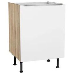 Sp&uuml;lenschrank KOCHSTATION "KS-Aken", wei&szlig; (wei&szlig;, wildeiche nachbildung), B:60cm H:87cm T:58,4cm, Schr&auml;nke, Sp&uuml;lenschrank