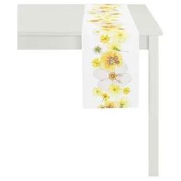 Tischband Apelt "2202 SPRINGTIME, Fr&uuml;hjahrsdeko, Fr&uuml;hling", gelb (wei&szlig;, gelb), B:25cm L:175cm, Baumwolle, Tischdecken