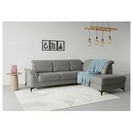 Sit & More Ecksofa SIT & MORE "Sinatra L-Form", grau (steel), B:251cm H:85cm T:220cm, 100% Polyester, Sofas, Ecksofa, mit Ottomane, optional mit Kopfteilverstellung und Armteilfunktion