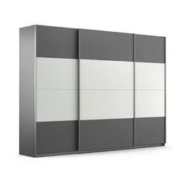 Schwebet&uuml;renschrank Rauch "Quadra Schlafzimmerschrank in vielen Breiten", grau (grau metallic, wei&szlig;glas), B:315cm H:230cm T:62cm, Holzwerkstoff, Schr&auml;nke, Schwebet&uuml;renschrank, Kleiderschrank Garderobenschrank Schrank mit Glaselementen