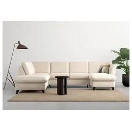 Wohnlandschaft Home Affaire "Trelleborg U-Form", beige (creme), B:307cm H:86cm T:213cm, 100% Polyester, Sofas, Wohnlandschaft, wahlweise mit Bettfunktion und Bettkasten, inkl. Federkern-Polsterung
