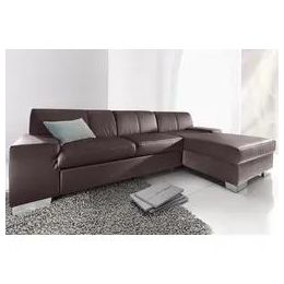 Ecksofa DOMO collection "Star, zeitlose Formensprache, elegante Optik, Breite 248cm, L-Form", braun (dunkelbraun), B:248cm H:74cm T:150cm, Softlux-Kunstleder;Primabelle-Microfaser;Struktur (90% Polyester und 10% Polyacryl), Sofas, Ecksofa, wahlweise mit Bettfunktion