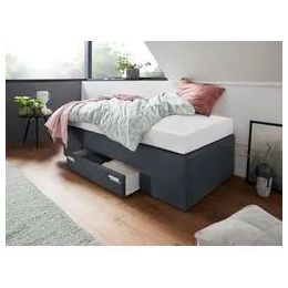 Boxspringbett, grau (anthrazit), B:90cm L:200cm, Bezug Bett: Feinstrukturstoff (77% Polyester, 23%Viskose) oder Microfaser (100% Polyester);Bonnellfederkernmatratze: 100%Polyester;Kaltschaummatratze: 100% Polyester, Bezug abnehm- und waschbar bis 60C, Westfalia Schlafkomfort, Komplettbetten, Boxspringbett, mit integrierter Schublade, frei im Raum stellbar