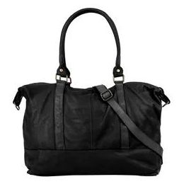 Reisetasche Samantha Look, Damen, Gr. B/H/T: 42cm x 30cm x 15cm onesize, schwarz, Leder, leicht gl&auml;nzend, unifarben, Taschen Reisetasche, echt Leder, Made in Italy