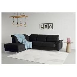Sit & More Ecksofa SIT & MORE "Sinatra L-Form", schwarz, B:251cm H:85cm T:220cm, 98% Polyester, 2% Polyamid, Sofas, Ecksofa, mit Ottomane, optional mit Kopfteilverstellung und Armteilfunktion