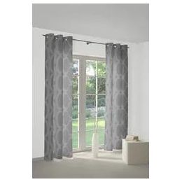 Vorhang WIRTH "Lahstedt" Gr. 1, grau, B:135cm H:145cm, Jacquard, Polyacryl, Polyester, Gardinen