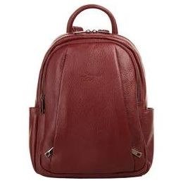 Cityrucksack Samantha Look, Damen, Gr. B/H/T: 36cm x 25cm x 14cm, onesize, rot, Leder, Rindsleder, Strukturmuster, Rucks&auml;cke Cityrucksack, echt Leder, Made in Italy