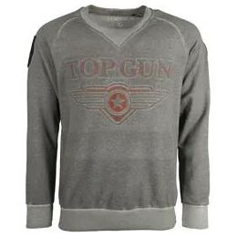 Sweater Top Gun "TG20201131", Herren, Gr. 48S, grau (anthrazit), Obermaterial: 95% Baumwolle, 5% Elasthan, Sweatshirts Sweater