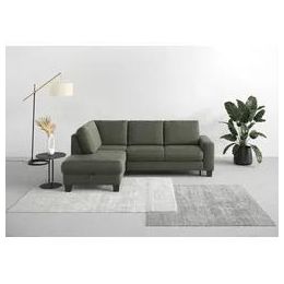 Ecksofa Home Affaire "Summer L-Form", gr&uuml;n (olive), B:236cm H:91cm T:170cm, 95% Polyester, 5% Polyamid, Sofas, Ecksofa, mit Ottomane, mit oder ohne Bettfunktion und Bettkasten, Cord-Bezug