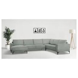 Wohnlandschaft OTTO HOME "OLAND U-Form, XXL, B: 342 cm, Skandi-Design", blau (sapphire), B:342cm H:85cm T:260cm, 100% Polyester, Sofas, Wohnlandschaft, Skandi-Design in Struktur, Flachgewebe, Luxus-Microfaser, Boucle