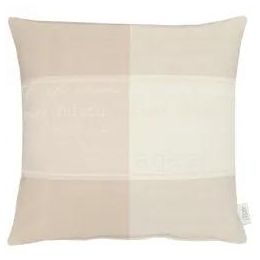Dekokissen Apelt "Tarent", beige (beige, schriftz&uuml;ge), B:45cm L:45cm, Kunstfaser, Leinen, Polyester, Dekokissen_Sitzkissen_Kissenh&uuml;llen, Kissenh&uuml;lle mit F&uuml;llung, 1 St&uuml;ck
