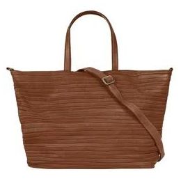 Shopper Samantha Look, Damen, Gr. B/H/T: 37cm x 30cm x 14cm onesize, braun (cognac), Leder, leicht gl&auml;nzend, unifarben, Taschen Shopper, echt Leder, Made in Italy
