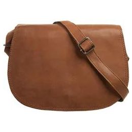 Umh&auml;ngetasche CLUTY, Damen, Gr. B/H/T: 25cm x 18cm x 8cm onesize, braun (cognac), Leder, unifarben, Taschen Umh&auml;ngetasche, echt Leder