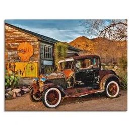 Leinwandbild Artland "Oldtimer Route 66 Hackberry", braun (farbe bild(er): braun), B:80cm H:60cm, Bilder, Leinwandbild, auf Holzrahmen gespannt