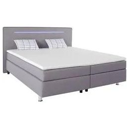 Boxspringbett Collection AB "London, inklusive Topper und Kissen, mit LED-Beleuchtung", grau (hellgrau, anthrazit), B:190cm L:206cm, Komplettbetten, Boxspringbett, Boxspringbett erh&auml;ltlich in 90cmx200cm, 140cmx200cm & 180cmx200cm