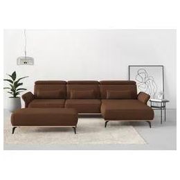Ecksofa Home Affaire "Fjord L-Form", rosa (kupfer), B:324cm H:93cm T:184cm, 100% Polyester, Sofas, Ecksofa, massiv, wahlweise mit Armlehnfunktion, Kopf- Sitztiefenverstellung