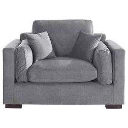 Loveseat Home Affaire "Fresh Pond Sessel", grau, B:140cm H:95cm T:96cm, 100% Polyester, Sessel, weicher Sitzkomfort, incl. Zierkissen, B/T/H: 140/96/95 cm