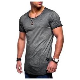 T-Shirt behype "DUST", Herren, Gr. M, grau (dunkelgrau), 100% Baumwolle, unifarben, Shirts T-Shirt, mit Rundhals-Ausschnitt