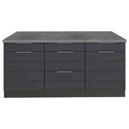 Unterschrank KOCHSTATION "KS-Luhe", grau (grau matt, grafit), B:180cm H:86cm T:60cm, MDF, Schr&auml;nke, Unterschrank, 180 cm breit, f&uuml;r viel Stauraum, MDF-Fronten mit waagerechter Lisene