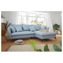 Ecksofa OTTO HOME "LIVORNO,258 cm, L-Form", grau (graublau), B:258cm H:91cm, 100% Polyester;PU-Schaum und Nosag-Federung.;Federung Ottoman : 12 x Feder Type B 1650mm;Ferderung 2 Sitzer: 10 x Feder Type B 650 mm;Sitz und Funktion: Schaum T30/40 8 cm., Sofas, Ecksofa, Schlaffunktion u. Bettkasten (139/224cm), Samt, Struktur, Webstoff