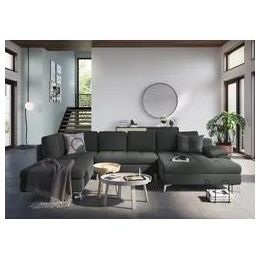 Sit & More Wohnlandschaft SIT & MORE "Latigo U-Form", grau (anthrazit), B:346cm T:201cm, Sofas, Wohnlandschaft, mit Mega-Recamiere, wahlweise mit Bettfunktion und Bettkasten