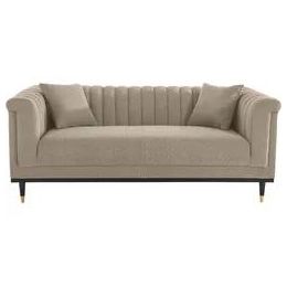 2-Sitzer Home Affaire "Chamby New", beige, B:180cm H:71,5cm T:85cm, Boucl&eacute; (100% Polyester), Sofas, im Boucl&eacute;-Strukturbezug mit Steppung im Lehnenbereich