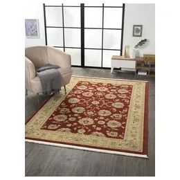 Teppich "Maryam 3", rot (weinrot, creme), B:160cm H:7,5mm L:230cm, Polypropylen (PP), MyFlair M&Ouml;BEL & ACCESSOIRES, Teppiche, Teppich, Kurzflor, Orient Optik, edler Glanz, besonders weich durch Microfaser