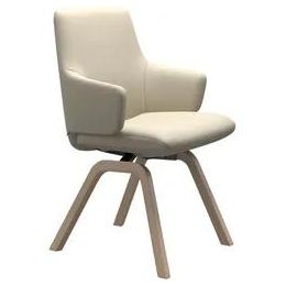 Polsterstuhl stressless "Laurel", beige (cream batick, walnuss), B:58cm H:92cm T:59cm, Leder BATICK: BATICK ist ein leicht korrigiertes, durchgef&auml;rbtes und genarbtes M&ouml;belleder, bei dem die meisten Unebenheiten und Spuren in der Regel entfernt wurden., St&uuml;hle, Polsterstuhl, Low Back mit Armlehne, Gr&ouml;&szlig;e L, mit schr&auml;ggestellten Beinen in Walnuss