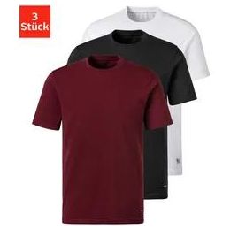 H.I.S. T-Shirt H.I.S "Unterziehshirt mit Rundhals", Herren, Gr. S, bunt (bordeaux, schwarz, wei&szlig;), Single Jersey, Obermaterial: 95% Baumwolle, 5% Elasthan, unifarben, Basic, bequem normal, Rundhals, abgesteppte Kante, Shirts T-Shirt, aus Baumwoll-Mix