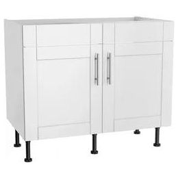 Sp&uuml;lenschrank KOCHSTATION "KS-Ahus", wei&szlig; (wei&szlig; matt, wei&szlig;), B:100cm H:87cm T:58,4cm, Schr&auml;nke, Sp&uuml;lenschrank, Breite 100 cm
